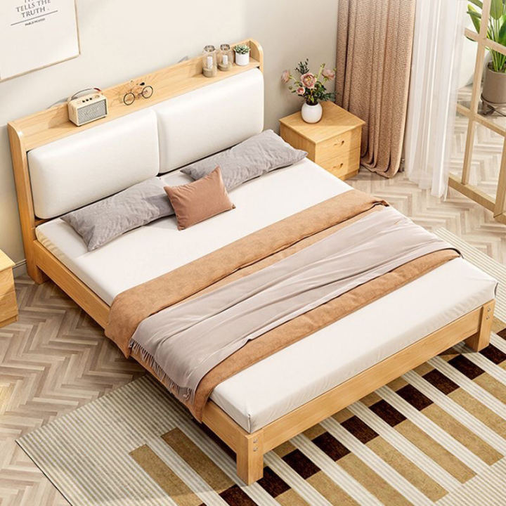 Modern and simple all solid wood solid wood bed 1.2 meters and 1.5 ...
