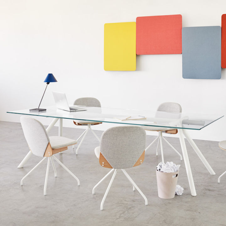 Italian minimalist conference table glass long table office negotiation ...