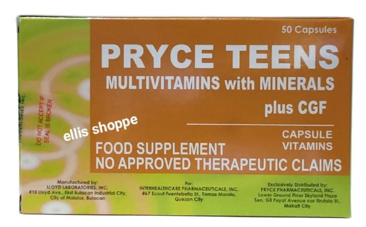 PRYCE TEENS Multivitamins with Minerals plus CGF FOOD SUPPLEMENT Box of ...