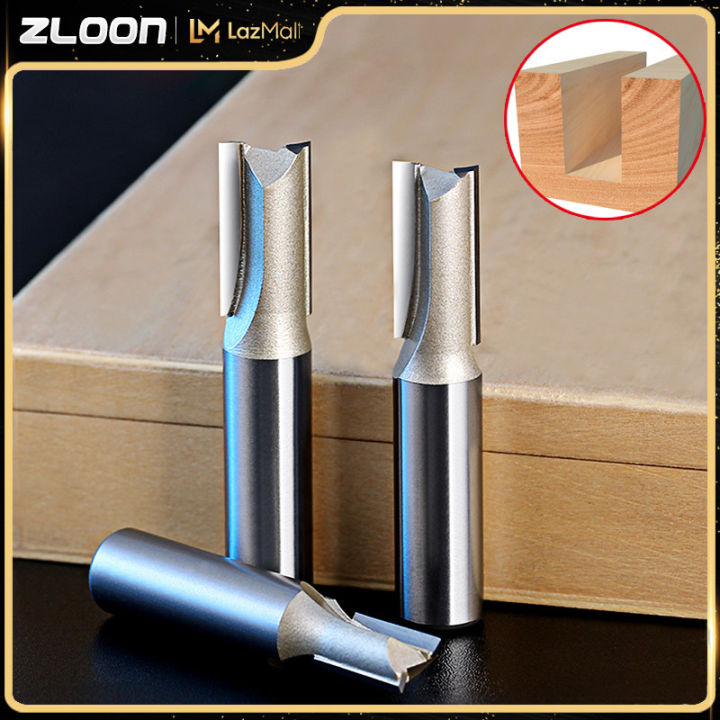 Zloon Straight Router Bits 1/2 1/4 Shank Double Flute Plunge Milling ...