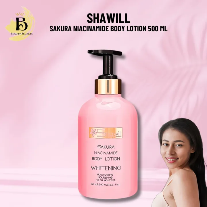 Shawill Sakura Body Lotion NIACINAMIDE Whitening Moisturizing Nourishing For All Skin Types 500 ...