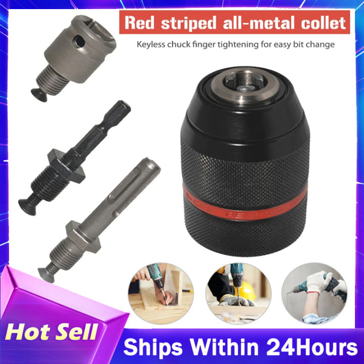 Metal Heavy Duty 1.5-13mm Keyless Drill Chuck Hex Shank/SDS/Socket ...