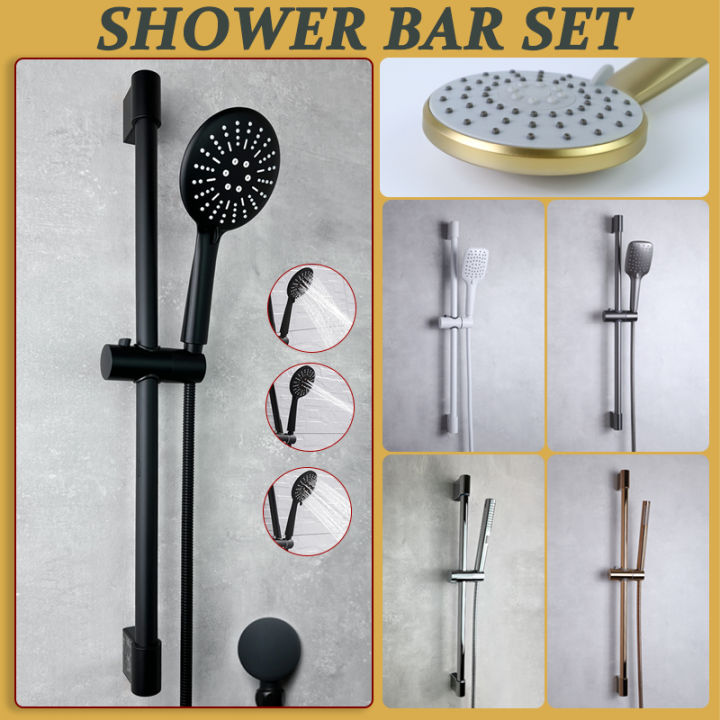 Shower Bar Set Sliding Bar Rose Gold Metal Grey Black Chrome Stainless ...