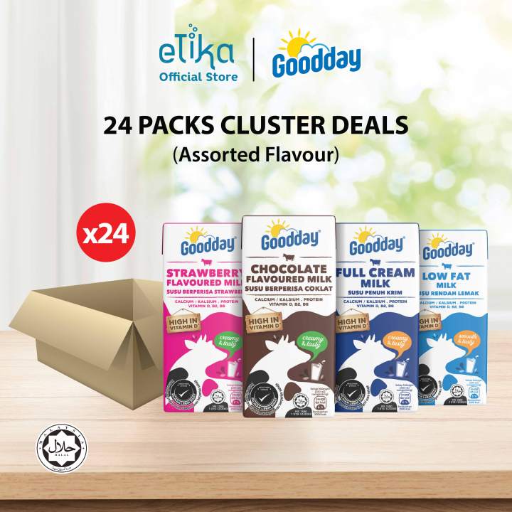 Goodday UHT Chocolate/Strawberry/Full Cream/Low Fat Milk 200ml x 6 pack cluster x 4 packs ...