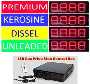 LED 7 Segment, 4 Digits LED Gas Price Signage Control Box Set for Gas ...