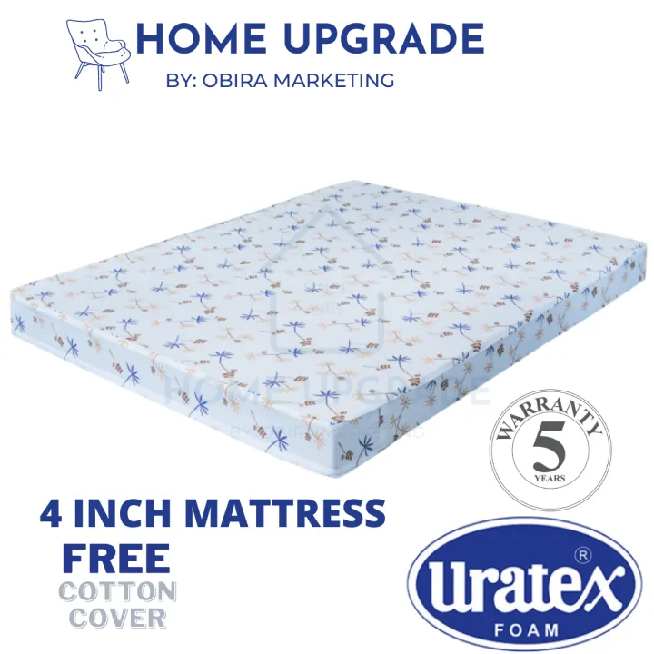 Original URATEX Foam with Cover - 4 Inch Thick (S, Single, Double, Full ...
