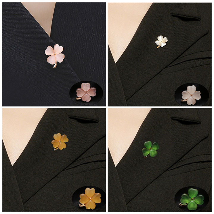 1pc Opal Green Four Leaf Clover Lapel Pin Shamrock Small Lovely New ...