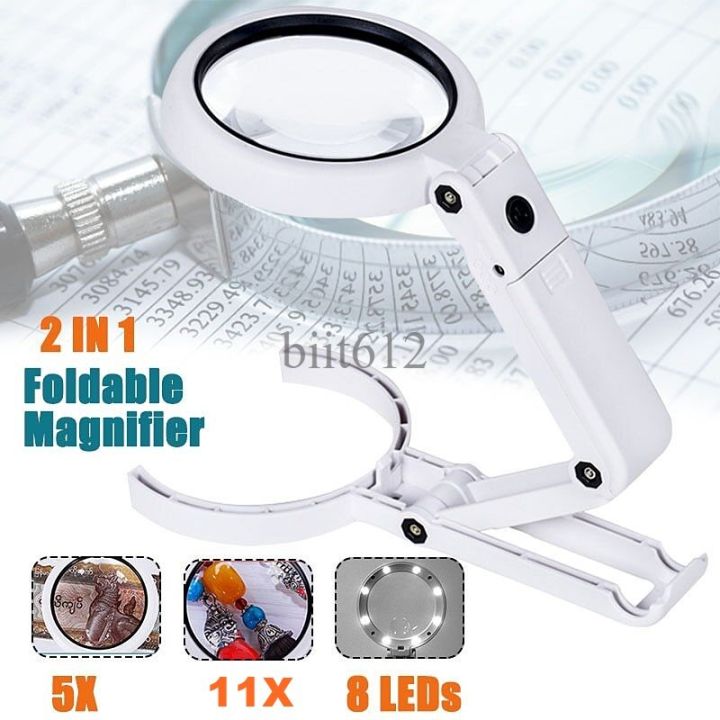 LOCAL STOCK 2-IN-1 Magnifying Glass 5x 11x Handheld and Desktop ...