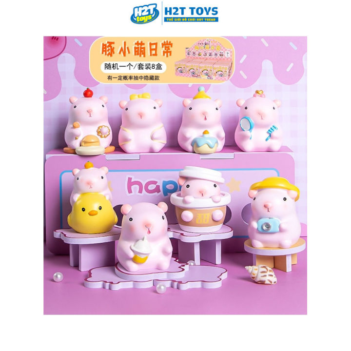 [BLIND BOX] 1 Mô hình ngẫu nhiên Chuột lang Capybara màu hồng đột biến ...