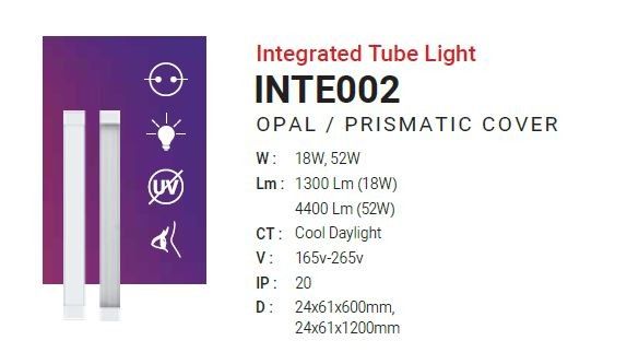 IN LITE LED T8 52W PRISMATIC INTEGRATED - INTE002 | Lazada Indonesia