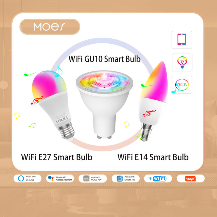 MOES WiFi Zigbee LED Light Bulb GU10 E27 E14 Candle Lamp Smart ...