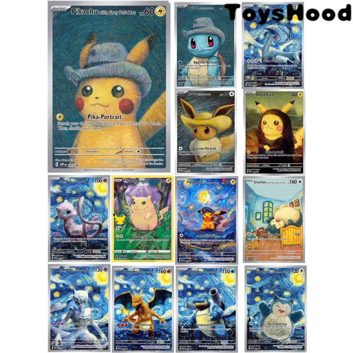 New Pokemon Van Gogh Museum Pikachu Collection Cards DIY Pokemon ...