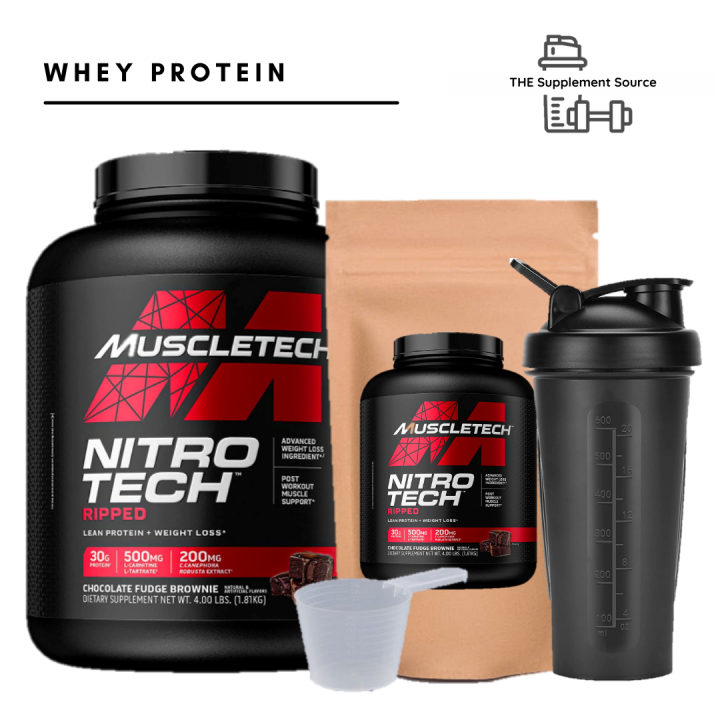 Muscletech Nitrotech Ripped REPACKED 1lbs, 2lbs with Shaker Whey ...