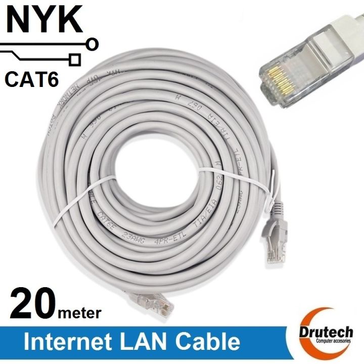 NYK Kabel Lan UTP Cat6 20m RJ45 Internet Ethernet Cable | Lazada Indonesia