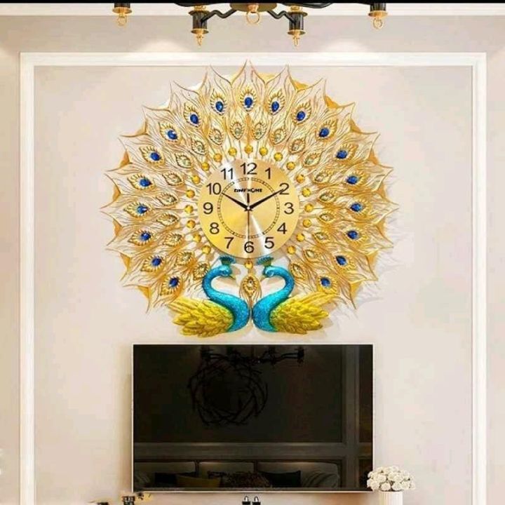 SF765 Jam Dinding Desain Merak Luxury Peacock 3D Mewah Ruang Tamu ...
