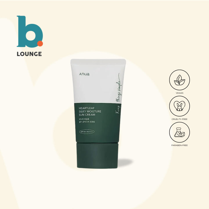 ANUA Heartleaf Silky Moisture Sun Cream SPF50+ PA++++ 50ml [Sunscreen ...