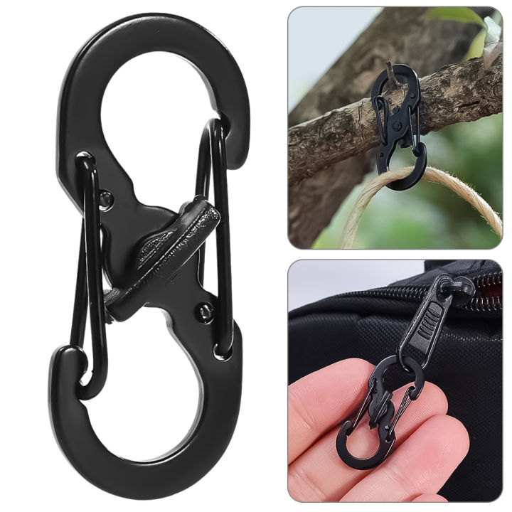 5/10Pcs Anti-theft Carabiner with Lock Mini Hook Keychain Outdoor ...