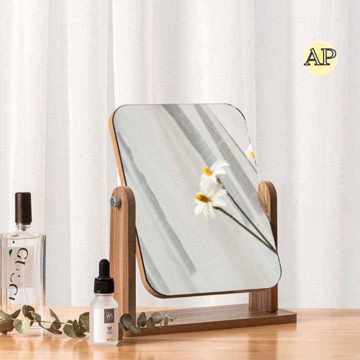 Big Wooden Stand Mirror 360 Degree Portable Adjustable Table Desk ...