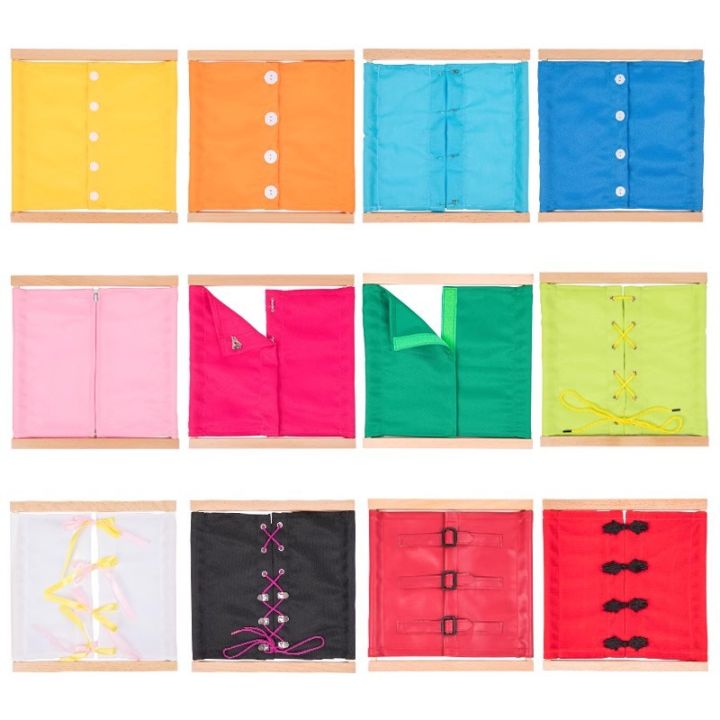 Kids Wooden Montessori Toys Toddler Practical Life Buttons Dressing ...