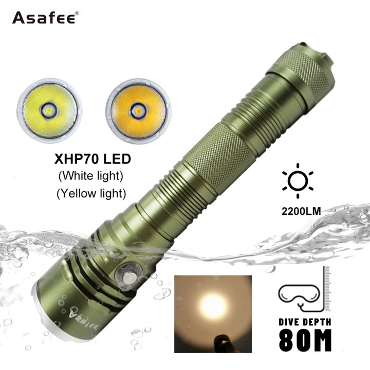 Asafee 2200LM A18 P70 LED Ultra powerful light diving flashlight Scuba ...