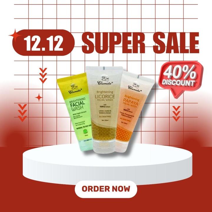 Claresta Brightening Facial Wash 100 ml- sabun wajah glowing dan putih ...