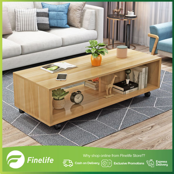 Finelife Nordic Tea Table Coffee Table Livingroom Double Layer Storage ...