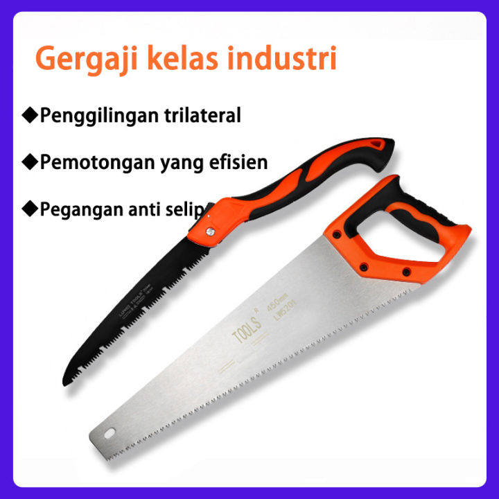 Hand Saw Gergaji Kayu manual Gergaji Gagang Kayu Tangan Dahan Ranting ...