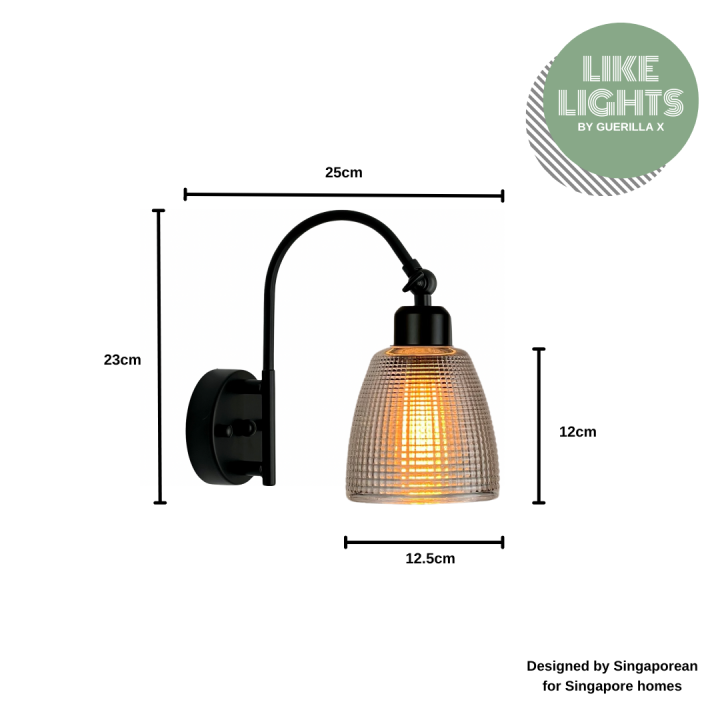 Like Lights Ricotta Mantis Wall lamp hand blown glass shade Singapore ...