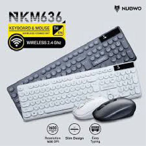 ชุดเมาส์คีย์บอร์ด แป้นพิมพ์ Nubwo NKM 636 (ไร้สาย)/NKM637 ( มีสาย) Keyboard+Mouse USB สีขาว ...
