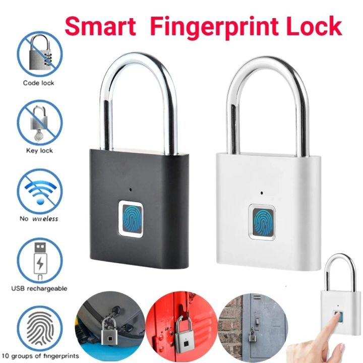 Fingerprint Padlock Waterproof Keyless Mini Door Lock USB Rechargeable ... Fingerprint Padlock Waterproof Keyless Mini Door Lock USB Rechargeable ...