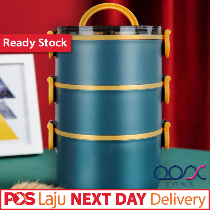 EONS 💖 Stainless Steel Lunch Box Leak-Proof Portable Insulated 3 layers ...