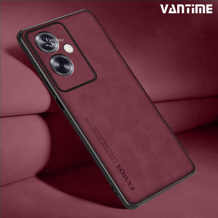Vantime For Oppo A79 5g Pu Leather Case Lens Cover Matte Slim Back