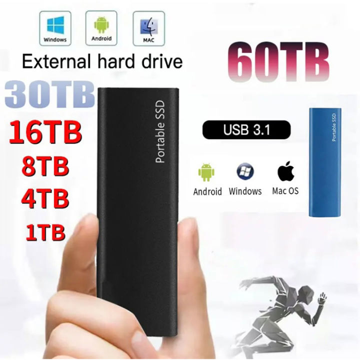 2TB SSD External Hard Drive 1TB High Speed Solid State Hard Disk Type-C USB 3.1 Electronics for ...