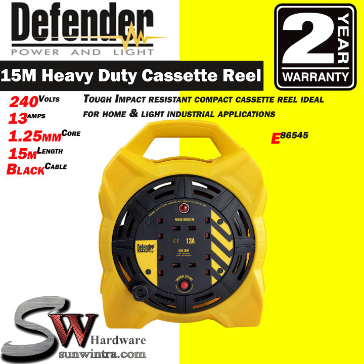 DEFENDER E86545 15M 240V Industrial Extension Wire Cable Reel (2 Years ...