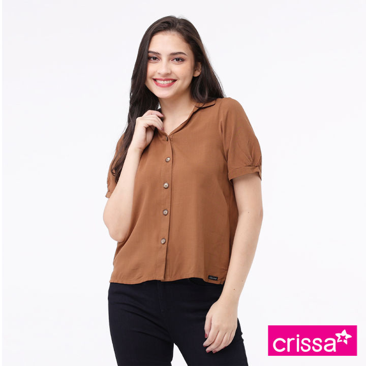 Crissa Soft Linen Woven Short Sleeves Blouse CSLT29-0037 | Lazada PH