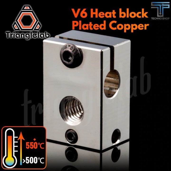 TRIANGLELAB V6 Plated Copper Heat Block For E3d V6 Hotend 3D Printer ...