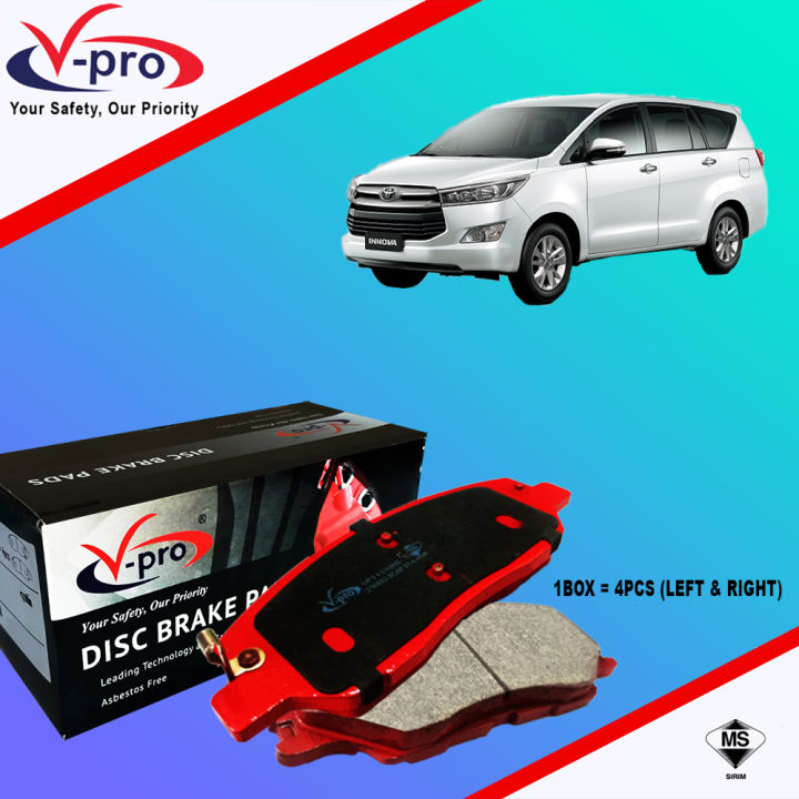 TOYOTA INNOVA 2016 FRONT BRAKE PAD CERAMIC [V-PRO] VP312 | Lazada