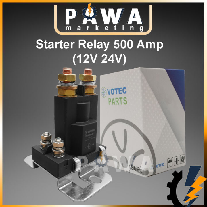 Pawa Starter Relay Switch 500 Amp 12V 24V Black Auto Start Contactor ...