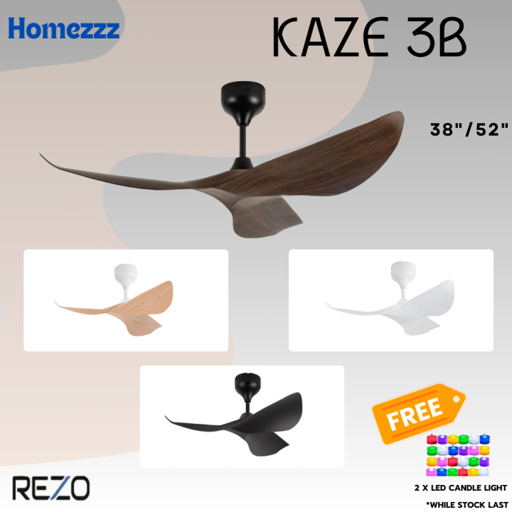 Rezo KAZE 38 Inch 52 Inch /3B Ceiling Fan (52 Inch/6F+6R) Remote ...