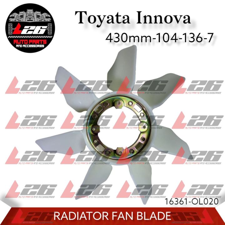 Toyota Innova Radiator Fan Blade 430mmx104x136x7 16361-0L020 FB-TY-011 ...