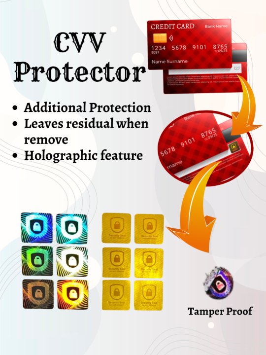 CVV Sticker cover hologram for credit card and debit card protection ...