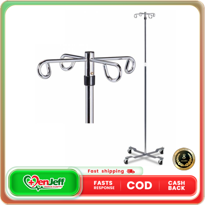 IV STAND STAINLESS STEEL 4 HOOK MEDICAL IV STAND | Lazada PH