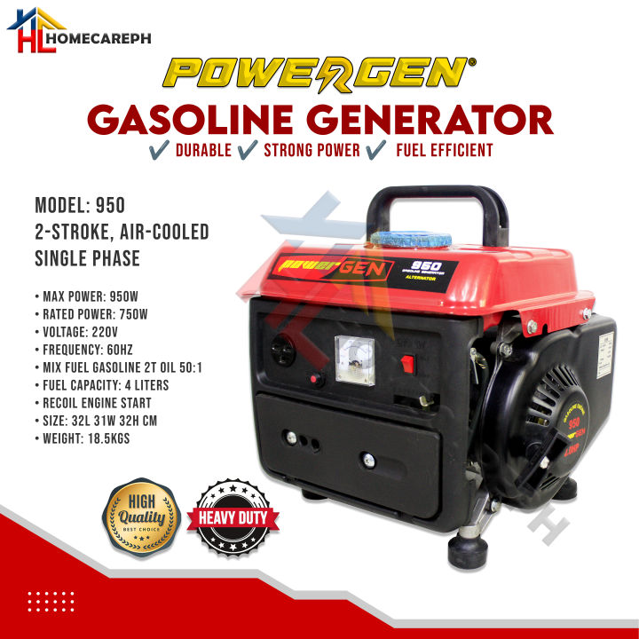 Powergen Portable Gasoline Generator 950 (950W) | Lazada PH
