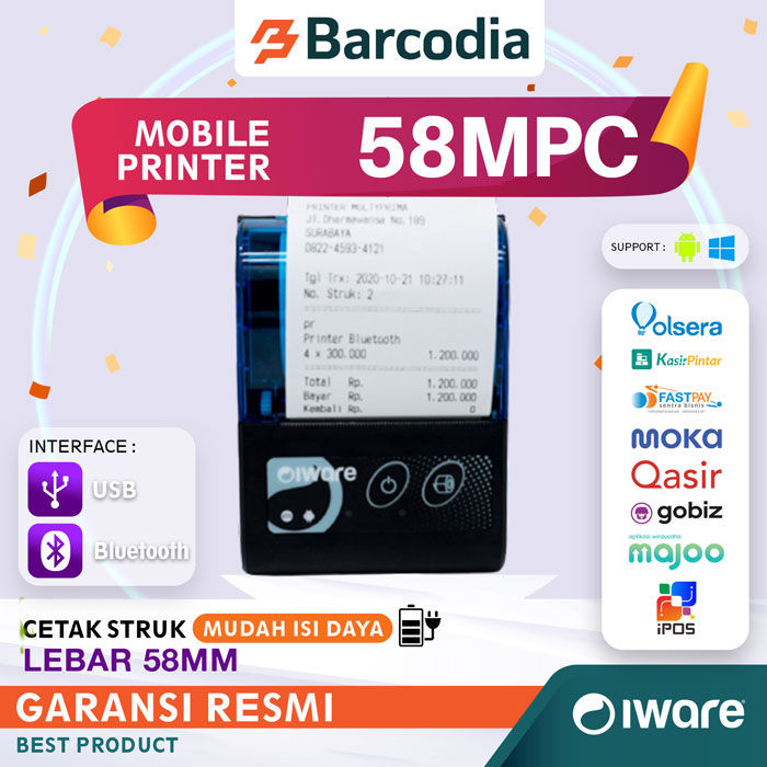 Mobile Printer Bluetooth Iware X-583 - HITAM / Mini Printer Thermal Bluetooth | Lazada Indonesia