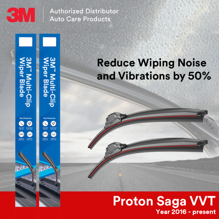 3M Multi-Clip (Hybrid Design) Wiper Blades for Proton Saga VVT (22" + 17") , year 2016 - present ...