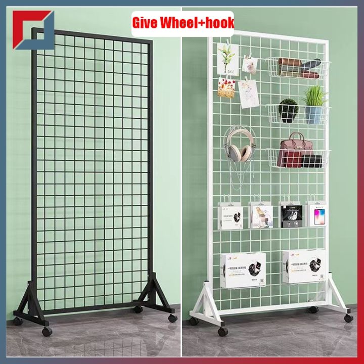 ♣ Vertical mesh floor display frame mobile double-sided wire mesh rack ...
