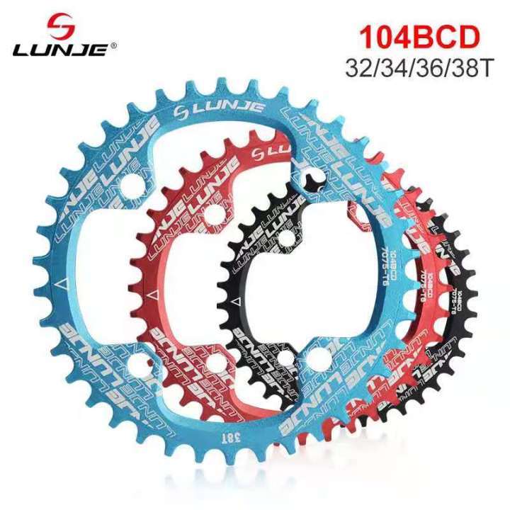 Chain Ring Lunje 104BCD Round Narrow Wide Chainring MTB bicycle 32T 34T 36T 38T Bicycle Parts ...