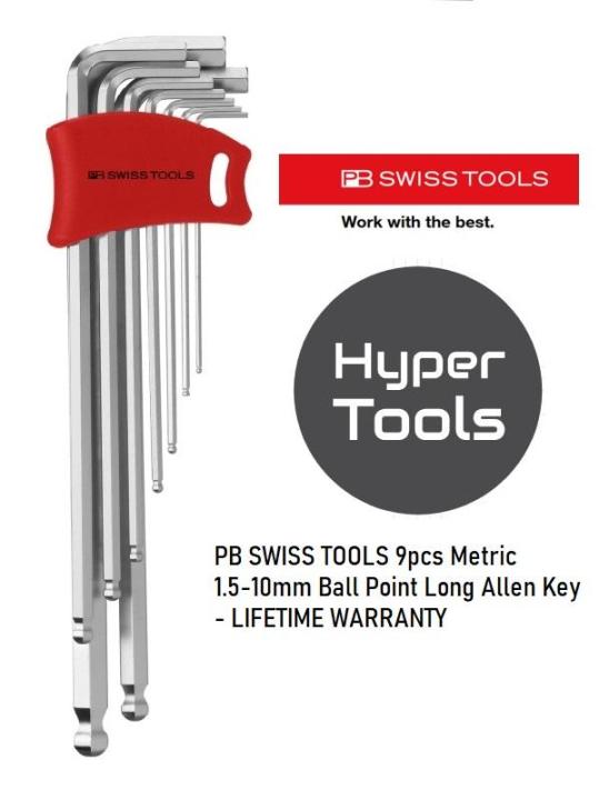 PB Swiss Tools (Switzerland) Ball Point Long L-Wrench Set 9pcs (Metric) (Model: PB 212.LDH-10 ...