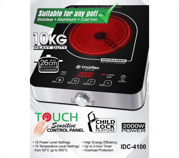 Free shipping 】Imarflex Infrared Ceramic Cooker IDC-4100 | Lazada PH