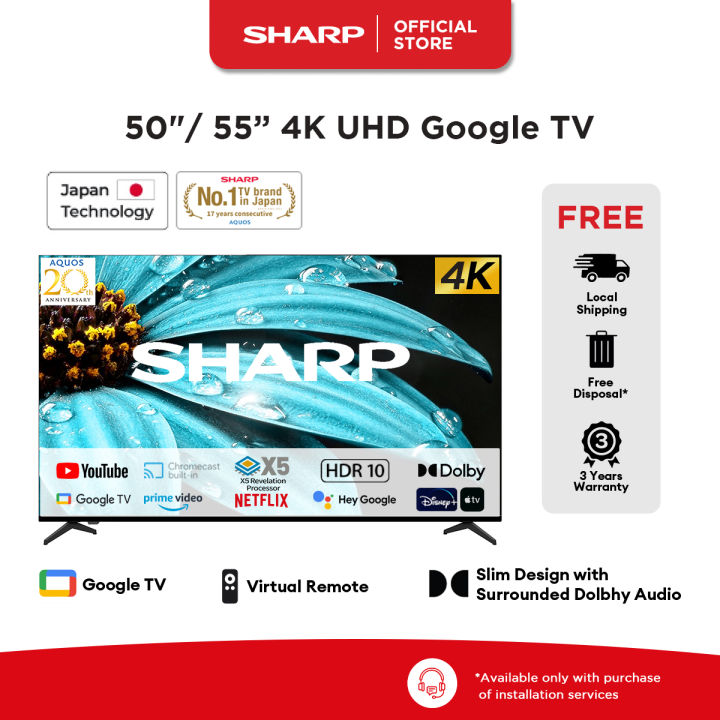 SHARP 4K UHD Google TV 50"/55"/65"/75" with Google Assistant, Dolby ...